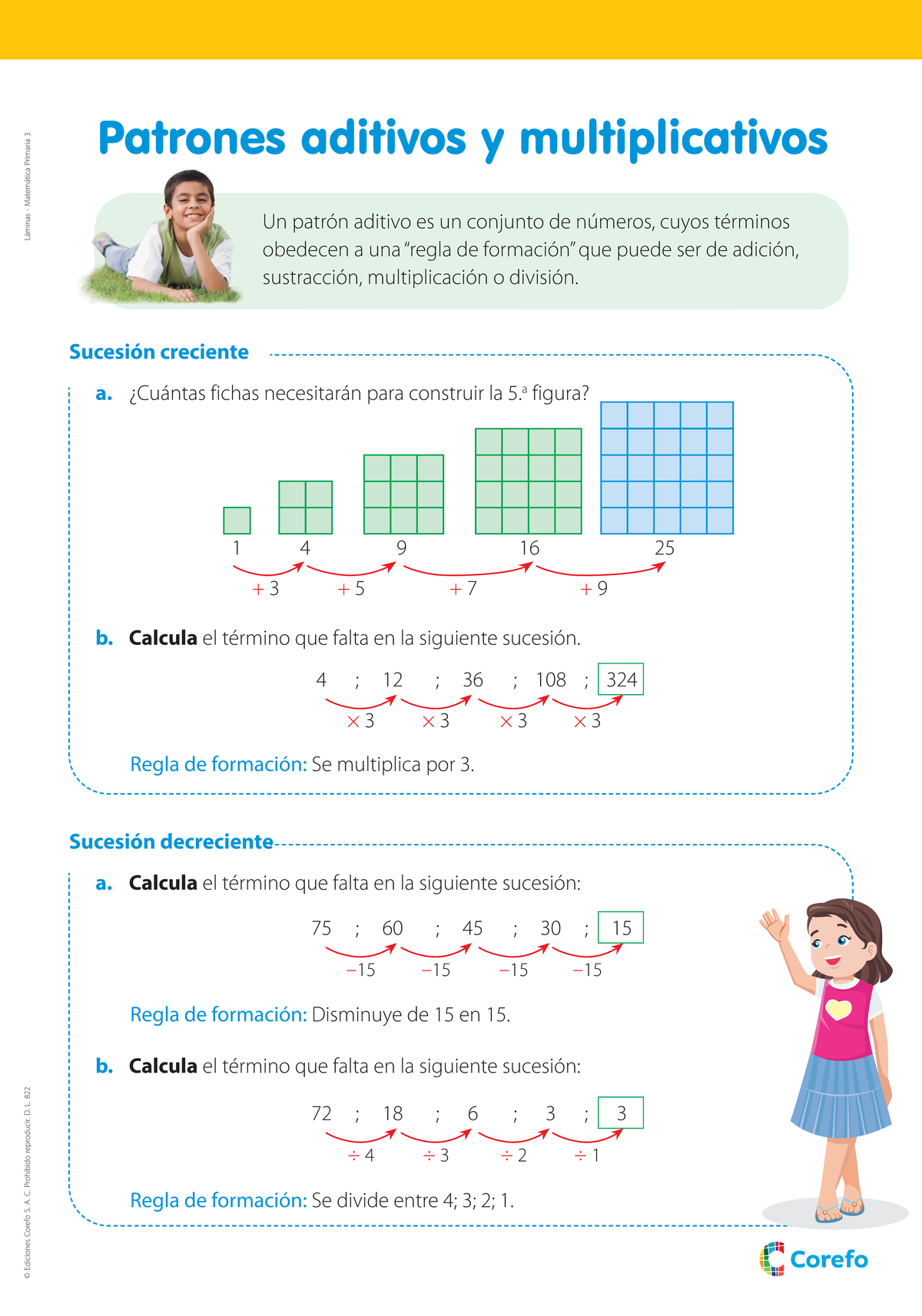 Lámina Matemática 3: Patrones Aditivos y Multiplicativos - Studocu