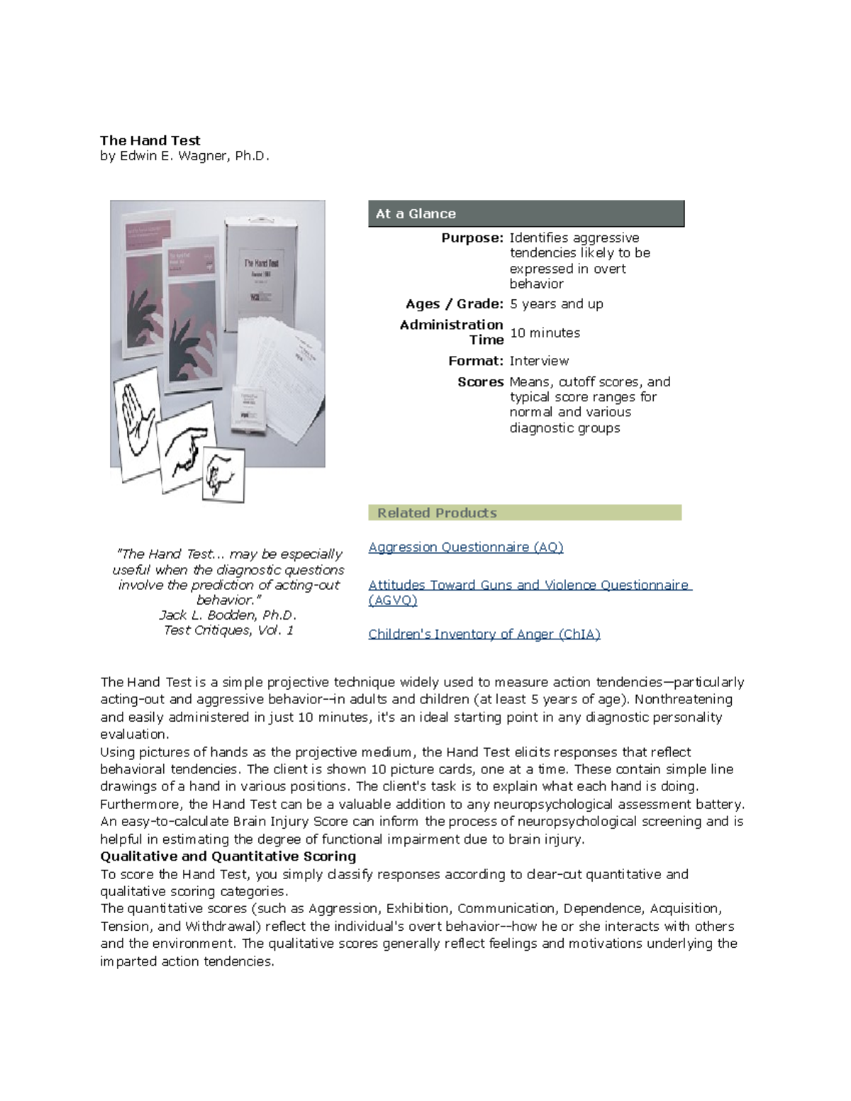 Hand Test - Overview and Summary in Psychology (Psych 101) - Studocu