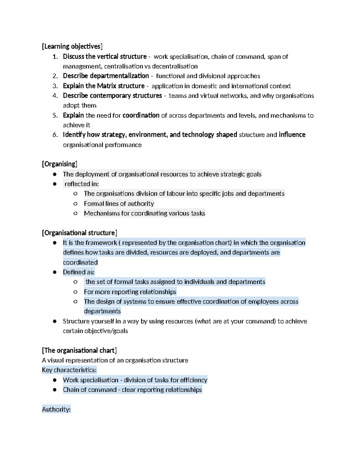 Organisational Structure & Design: Topic 6 - Fundamentals of Organising ...