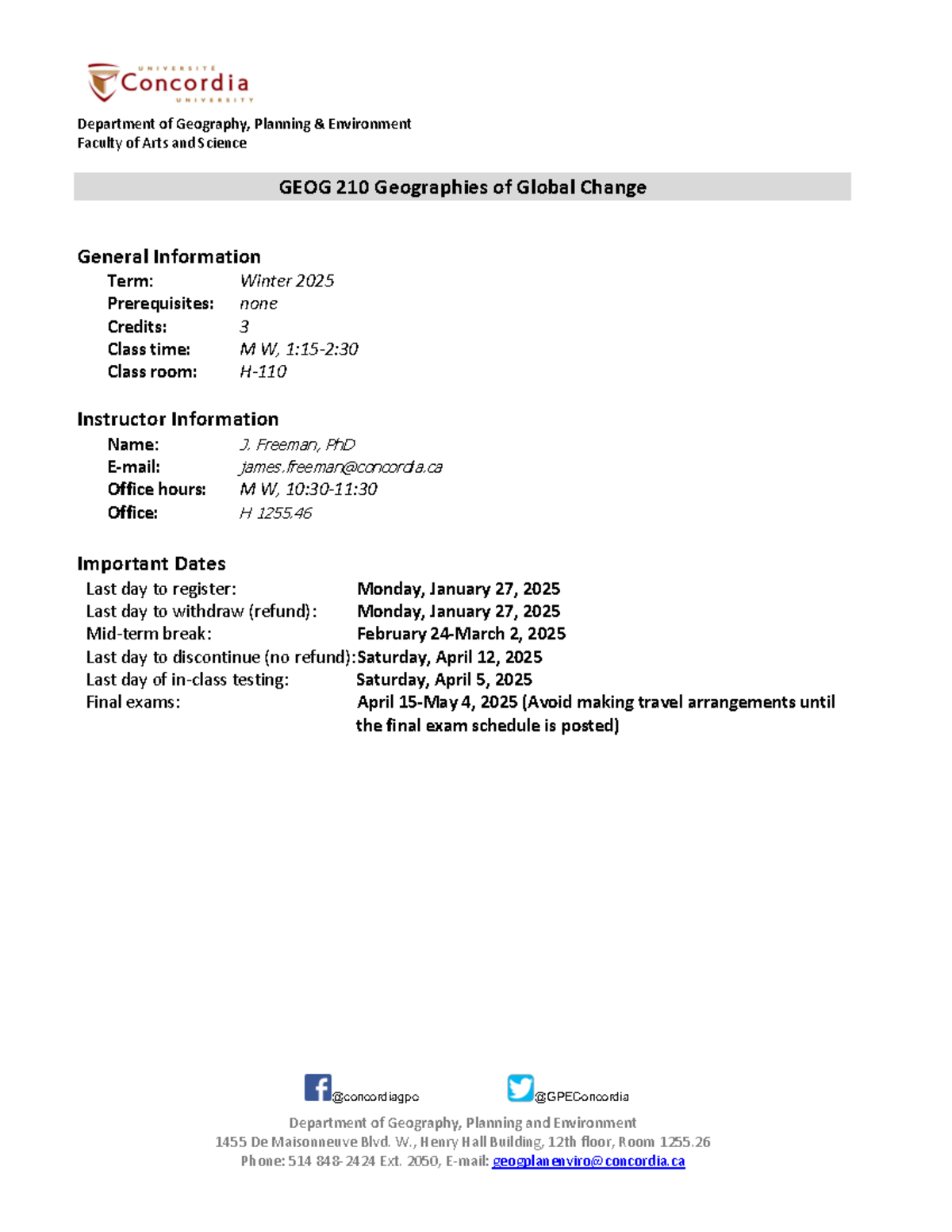 GEOG 210 Syllabus: Geographies of Global Change - Winter 2025 Update ...