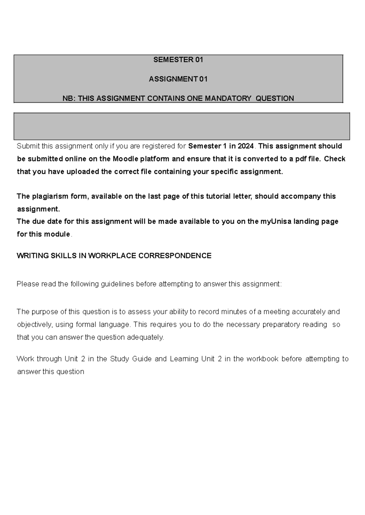 ENN1504 Assignment 1 Semester 1 2024 - SEMESTER 01 ASSIGNMENT 01 NB ...