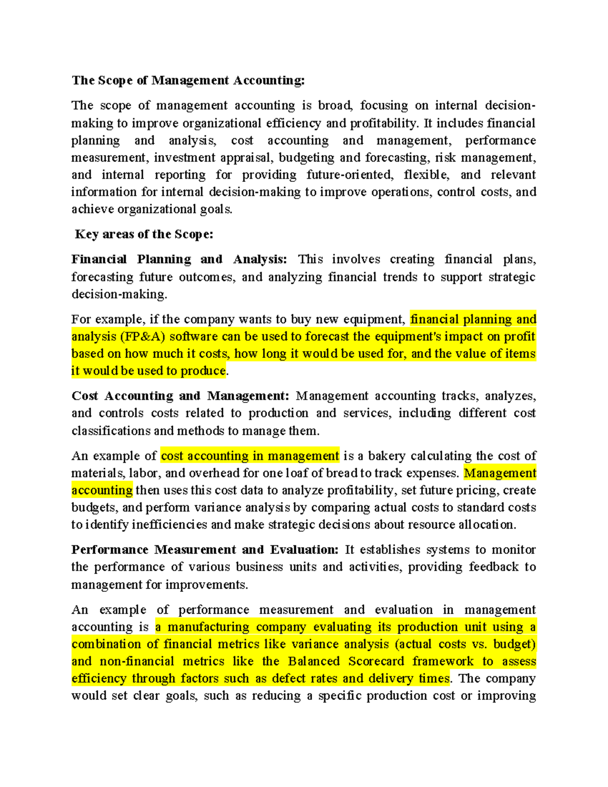 2. Scope of Management Accounting - Notes on Key Areas - Studocu