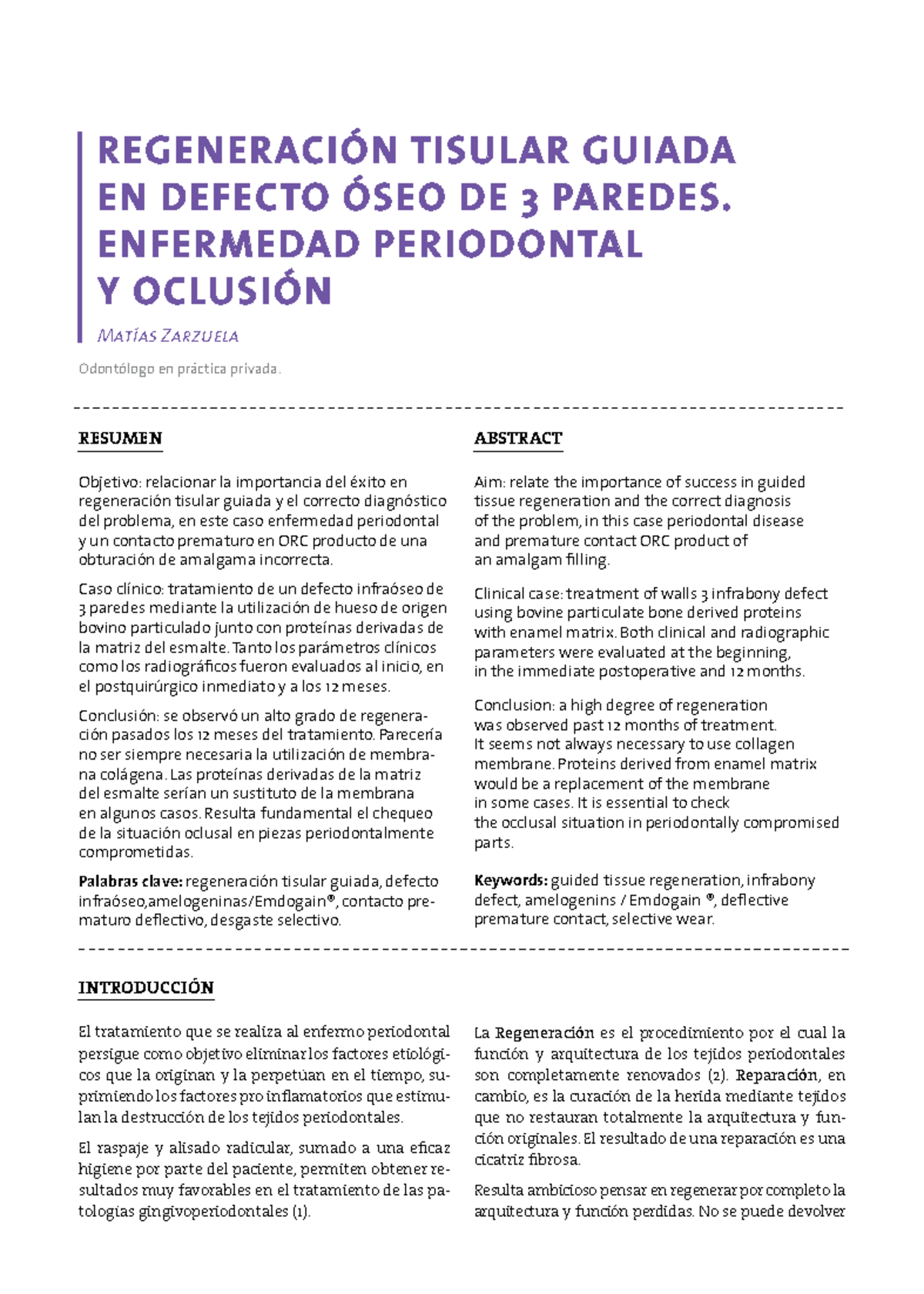 Regeneración Tisular Guiada en Defecto Óseo de 3 Paredes: Estudio de ...