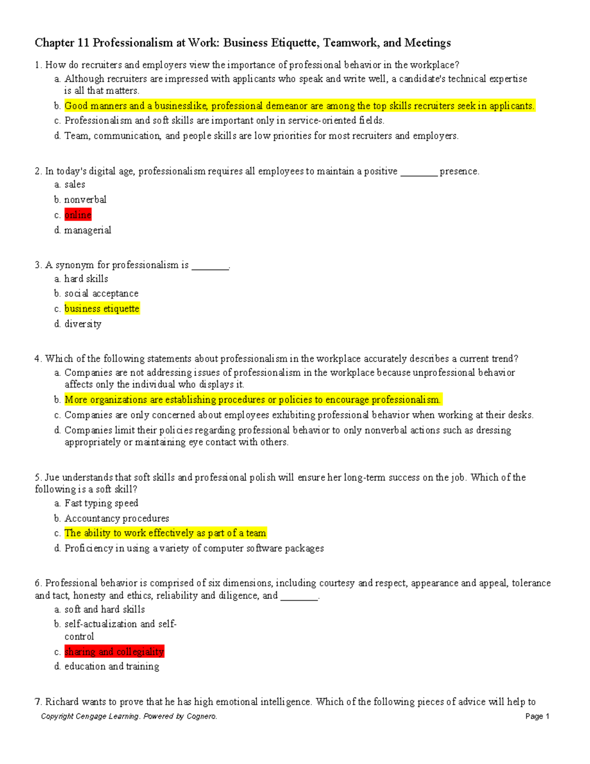 Chapter 11: Professionalism at Work - Business Etiquette, Teamwork ...