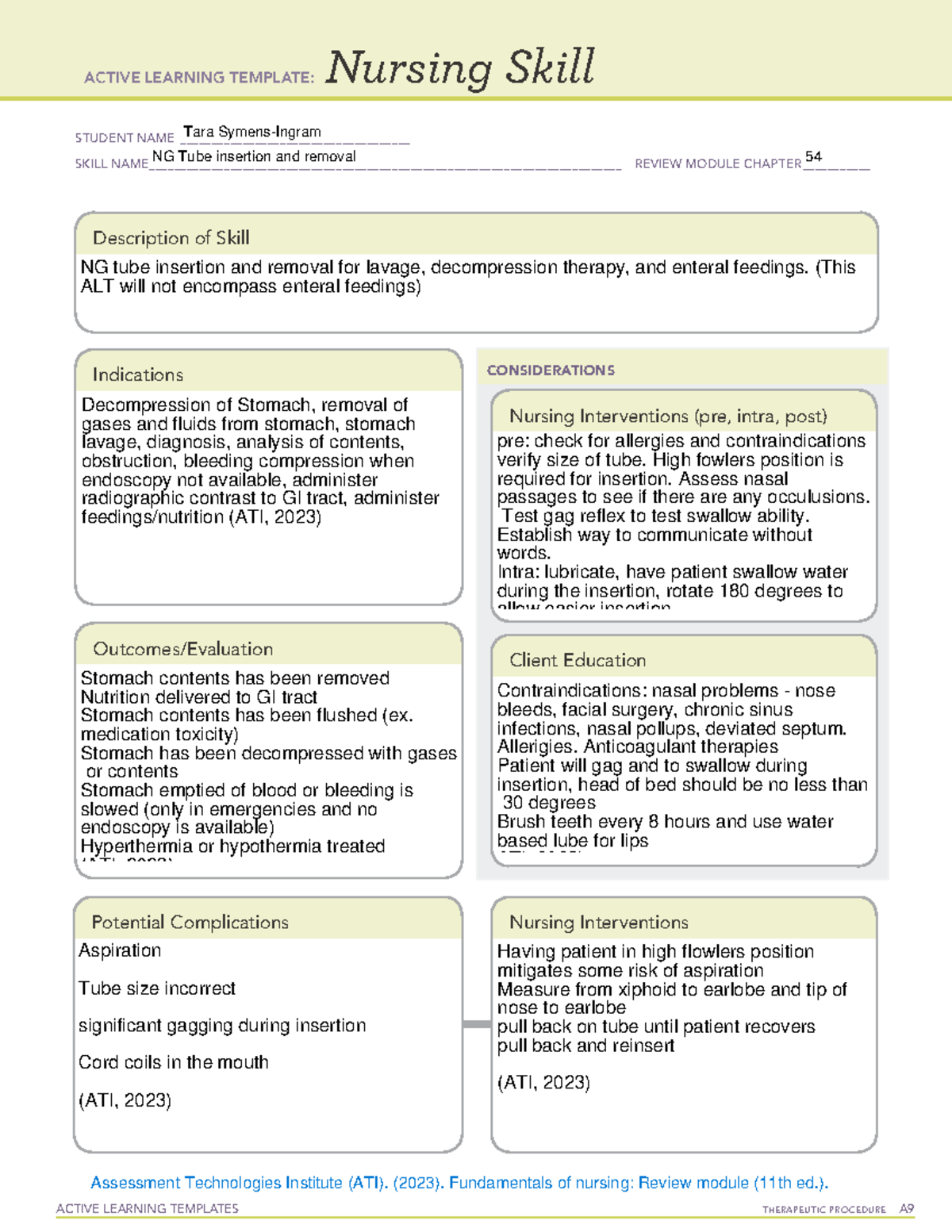 ACTIVE LEARNING TEMPLATE: Nursing Skill NG Tube Insertion & Removal ...