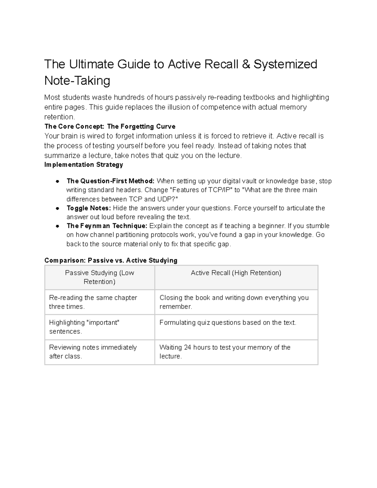 Active Recall Strategies: Transitioning from Passive to Effective ...