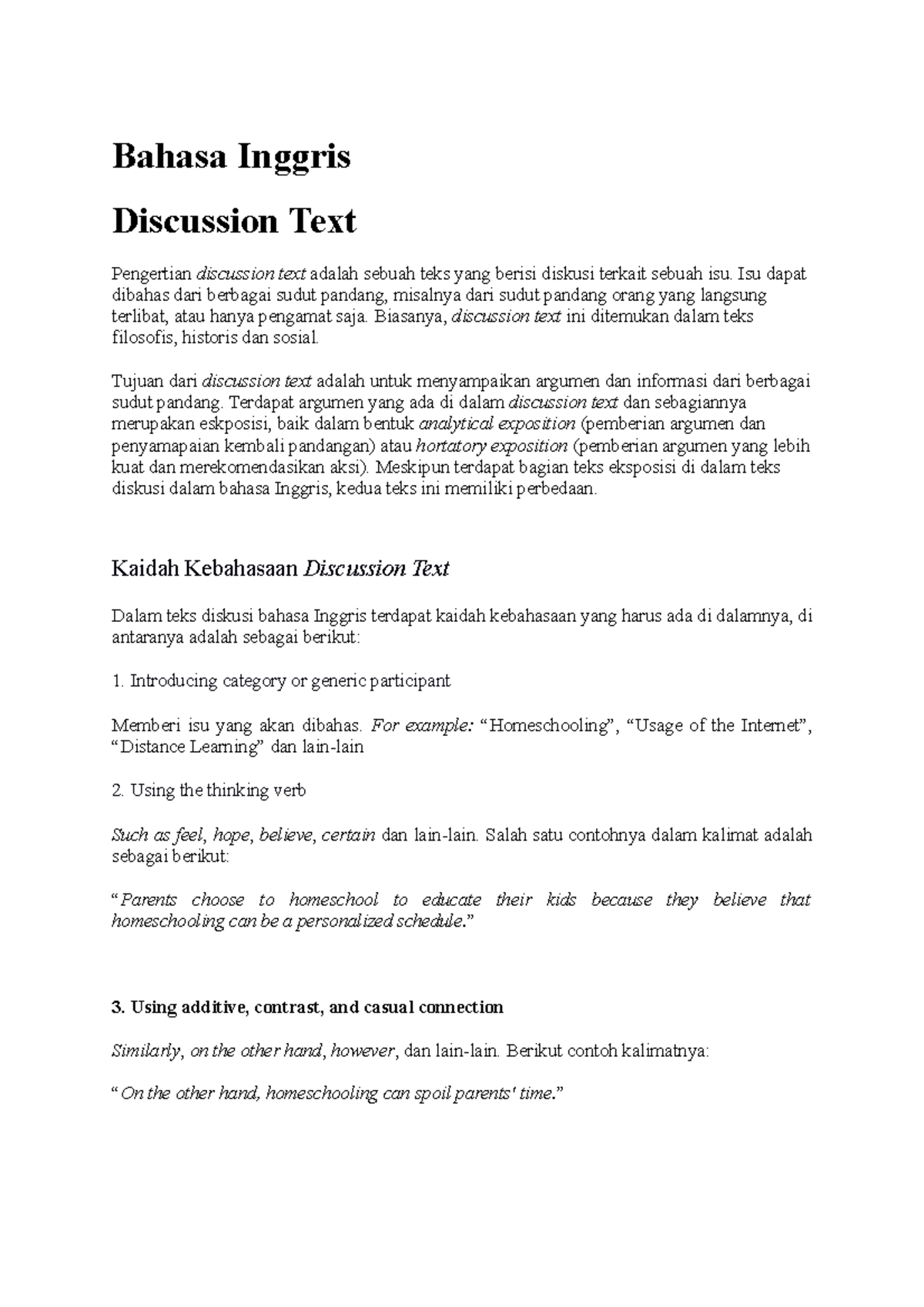 Intermediate English Structure - Discussion Text Overview and Analysis ...