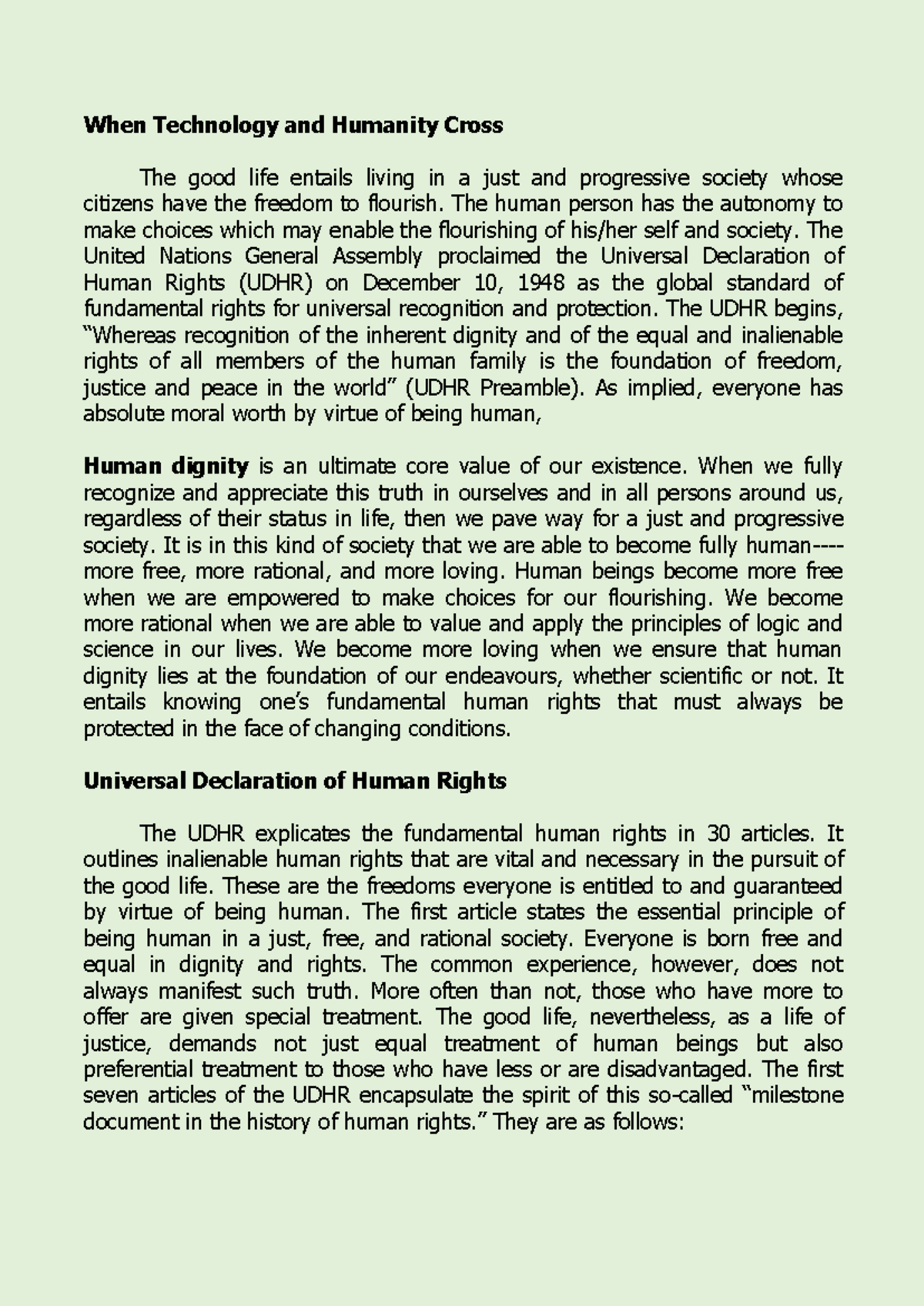 Unit 2 Lesson 4: The Intersection of Technology and Humanity - Part 1 ...