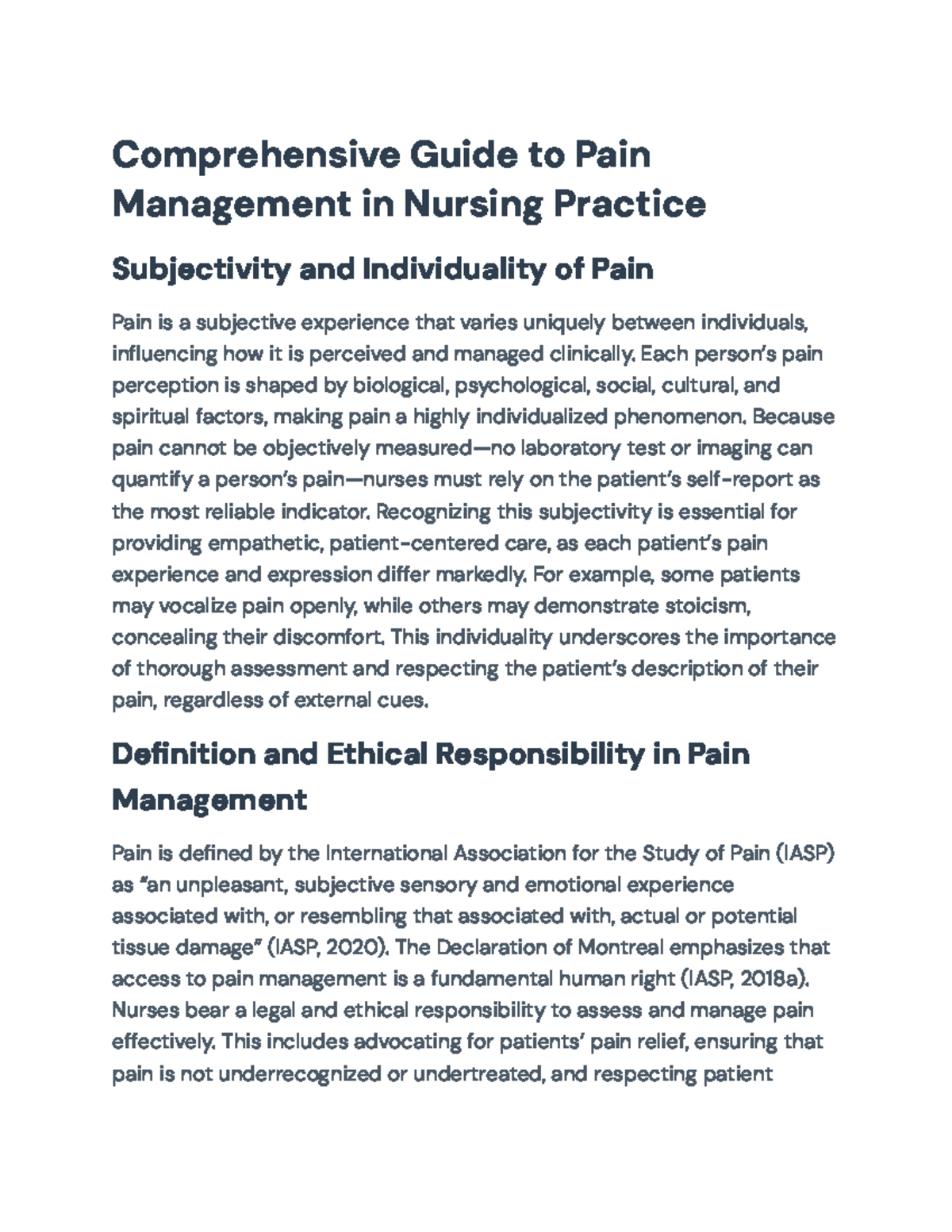 Comprehensive Guide to Pain Management in Nursing Practice: Key ...
