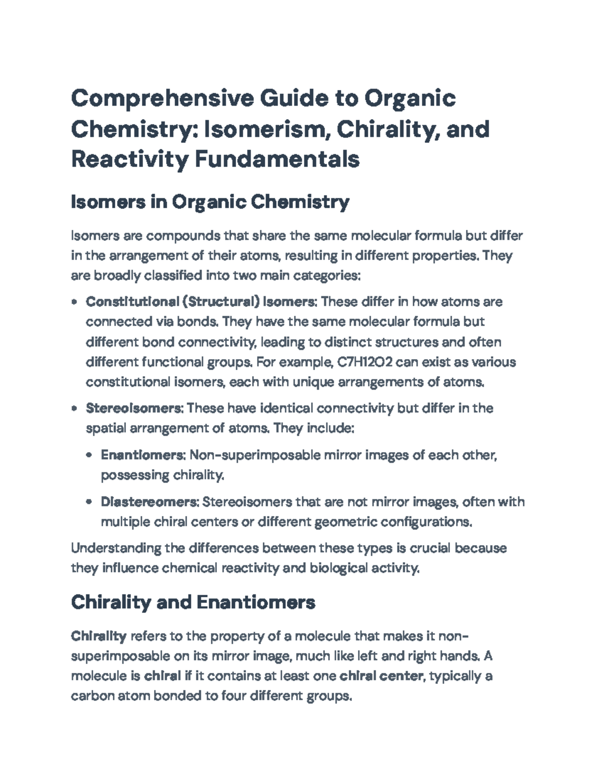 Comprehensive Guide to Organic Chemistry (CHEM 101): Isomerism ...