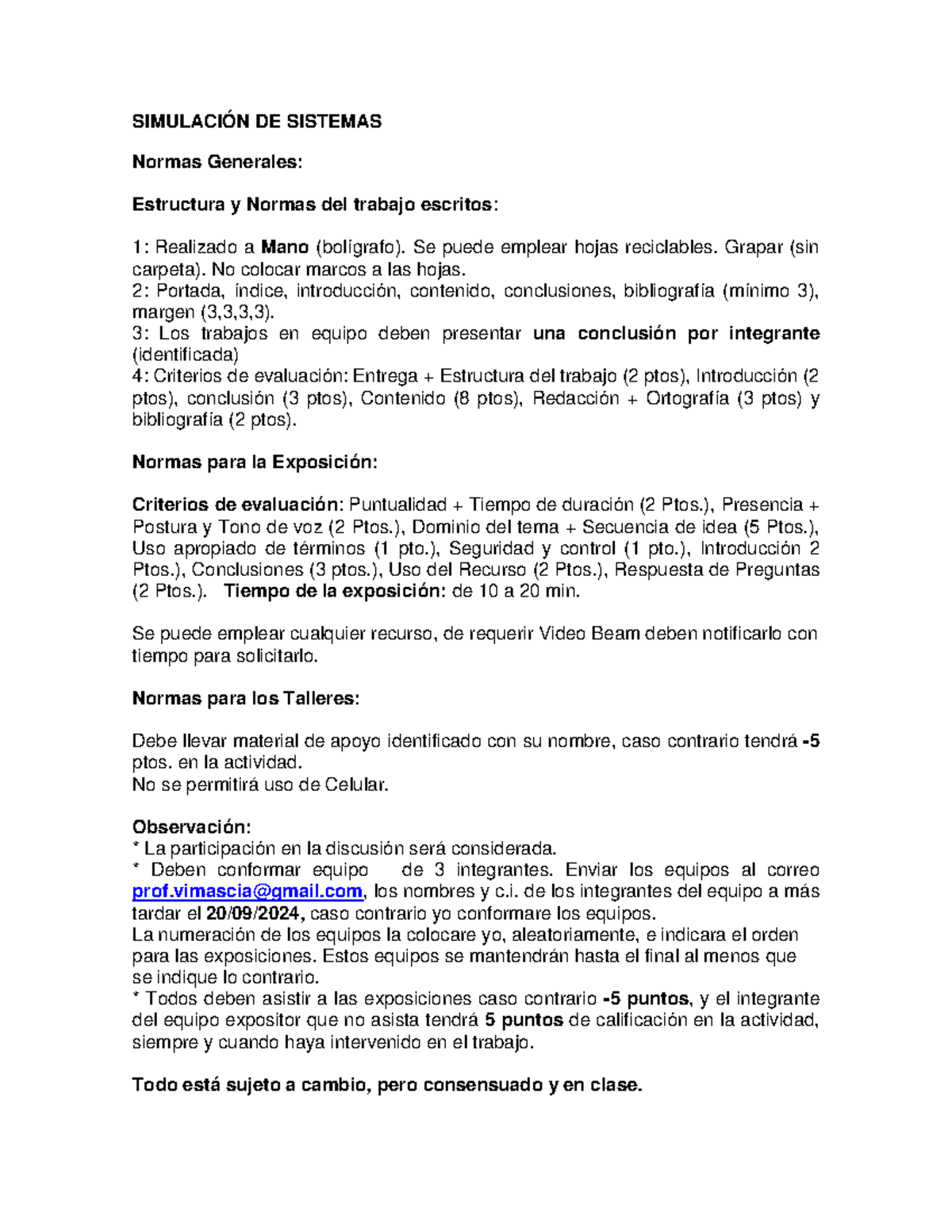 Simulaciòn DE Sistemas corte I Act#1-Act#2 - SIMULACIÓN DE SISTEMAS Normas Generales: Estructura ...