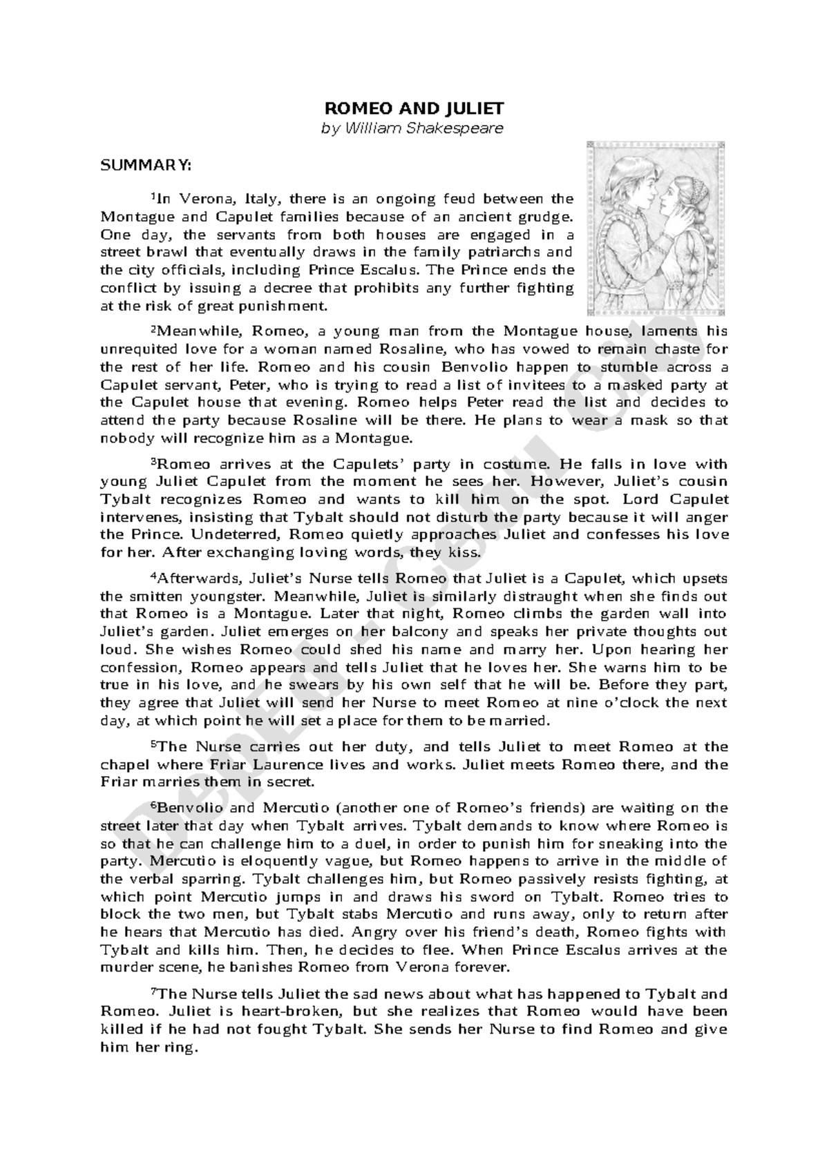 Romeo and Juliet Summary - ROMEO AND JULIET by William Shakespeare ...