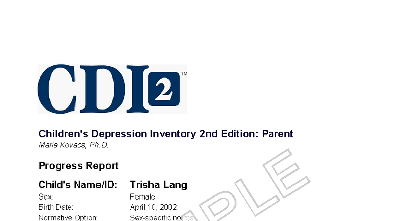 CDI 2:P Parent Progress Report for Trisha Lang - Studocu