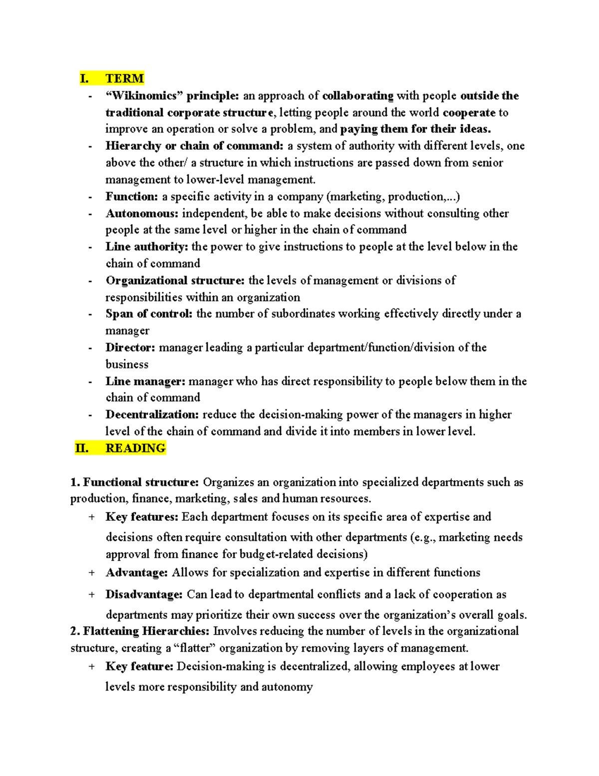 UNIT 3: Understanding Company Structure and Organizational Design - Studocu