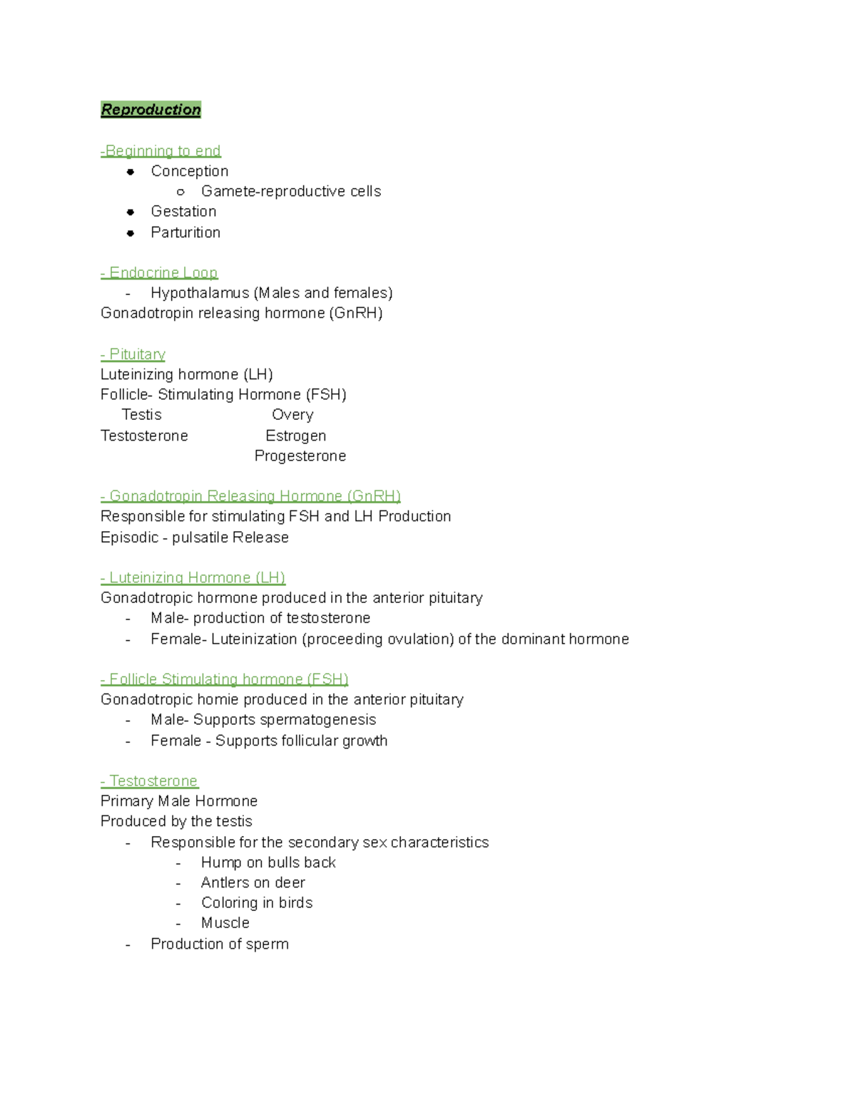 Animal Science Lecture Notes: Reproductive Anatomy & Physiology (AS 101 ...