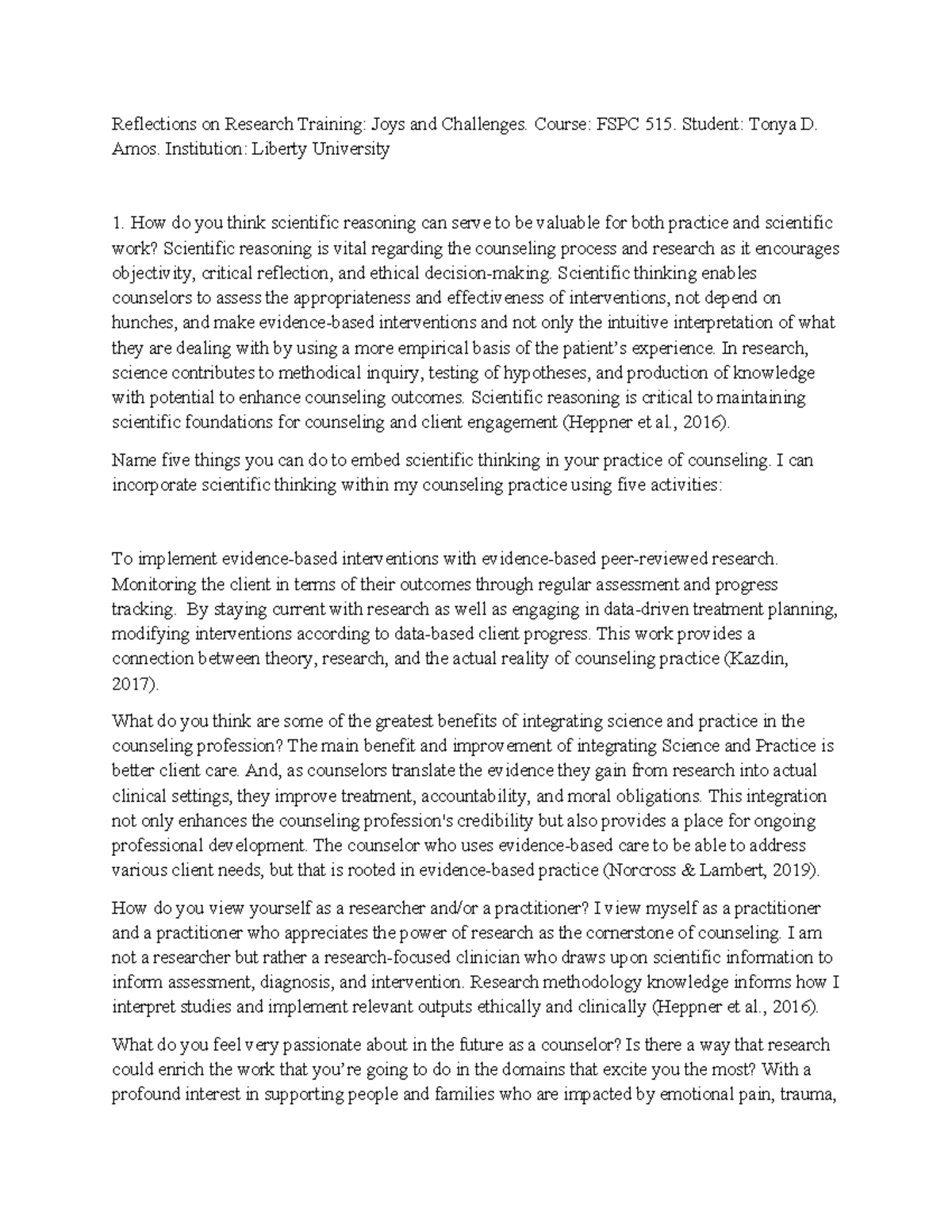 Reflections on Research Training: Insights & Challenges in FSPC 515 ...