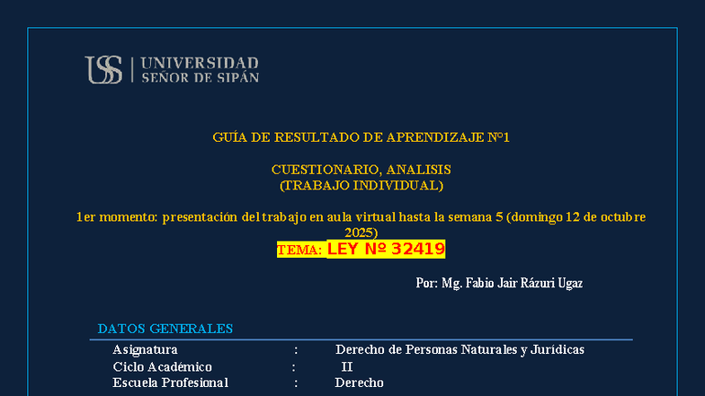 GUÍA DE RESULTADO DE APRENDIZAJE RA1: Análisis de Ley 32419 - Studocu