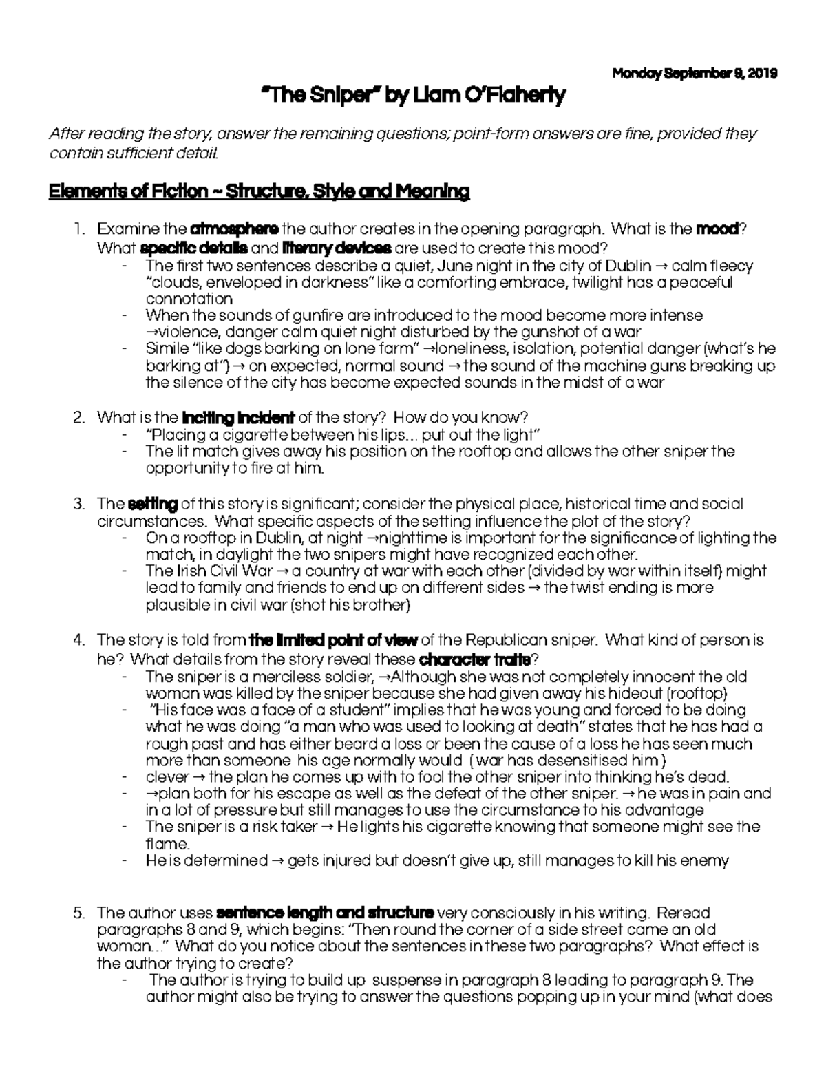 "The Sniper 1DW: Analyzing Themes and Literary Devices in O'Flaherty’s ...