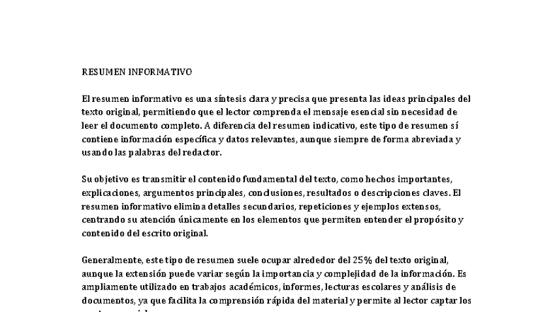 Resumen Informativo: Claves para una Síntesis Efectiva - KHKLHOOL - Studocu