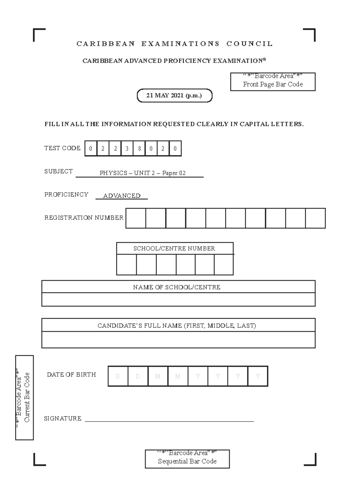 CAPE Physics 2021 Unit 2 Paper 02 - Exam Notes - Studocu