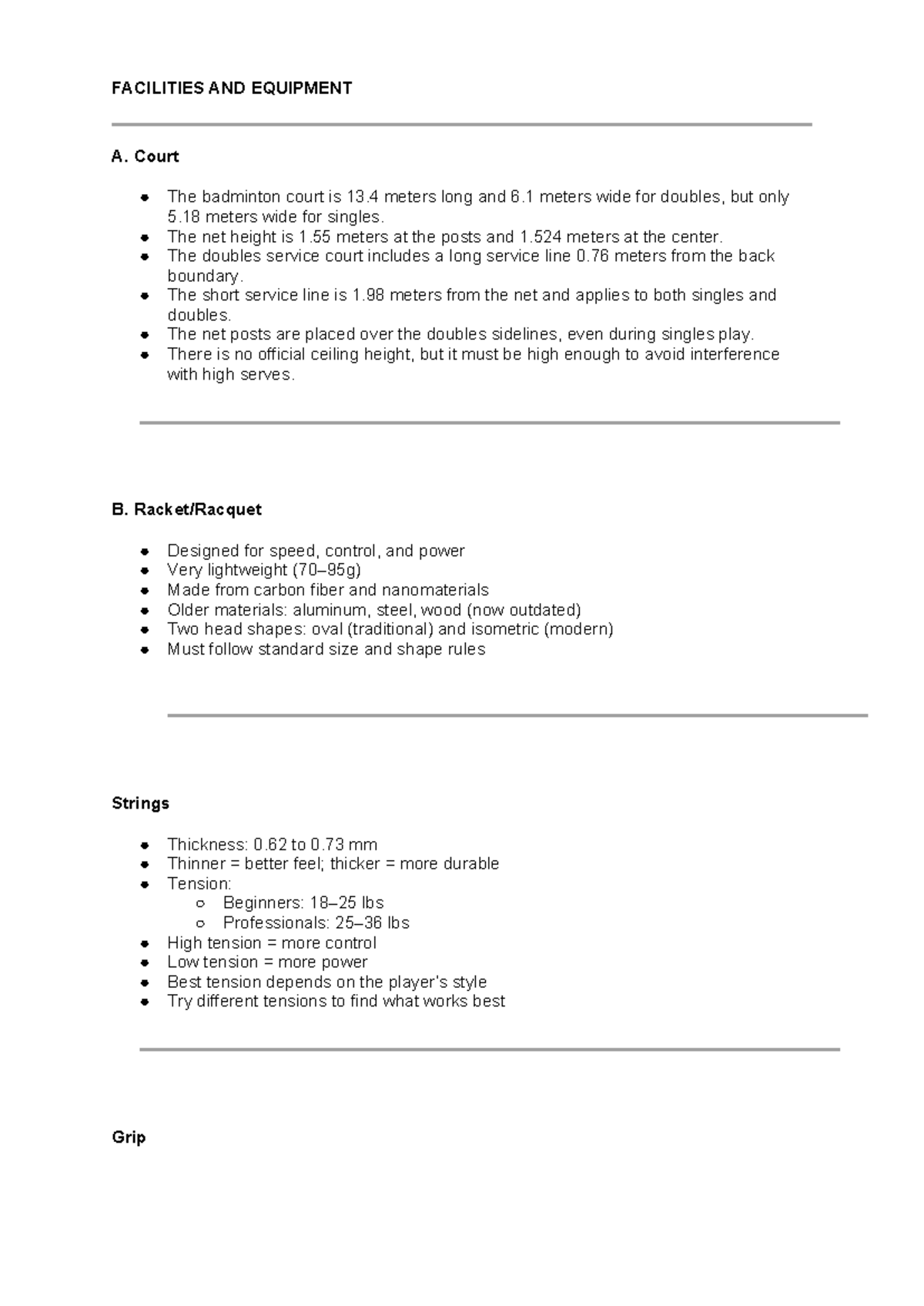 PE-1ST - Badminton Facilities, Equipment, and Basic Skills Tutorial ...