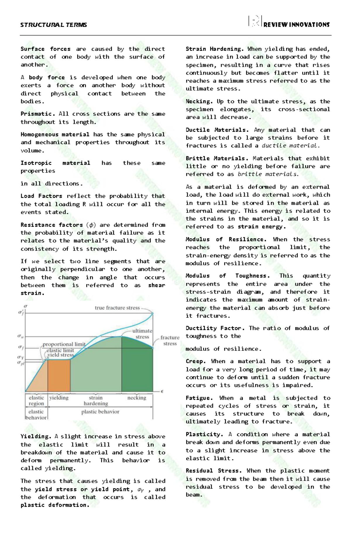 Structural Terms Compilation: Key Concepts and Innovations in Mechanics - Studocu