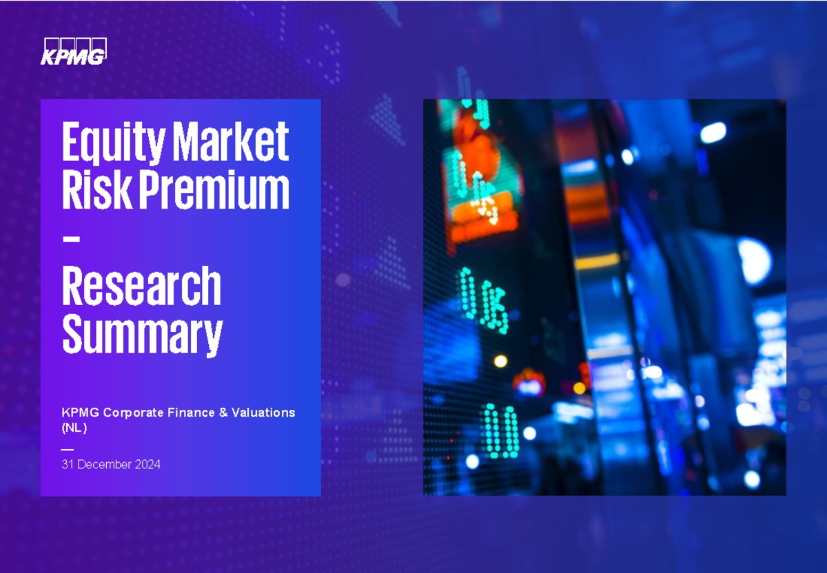 Equity Market Risk Premium Analysis - KPMG Corporate Finance NL - Studocu
