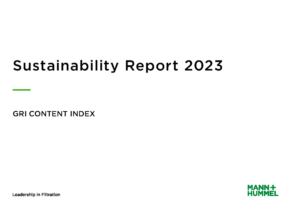 Corporate Sustainability Report 2023: GRI Content Index Overview - Studocu