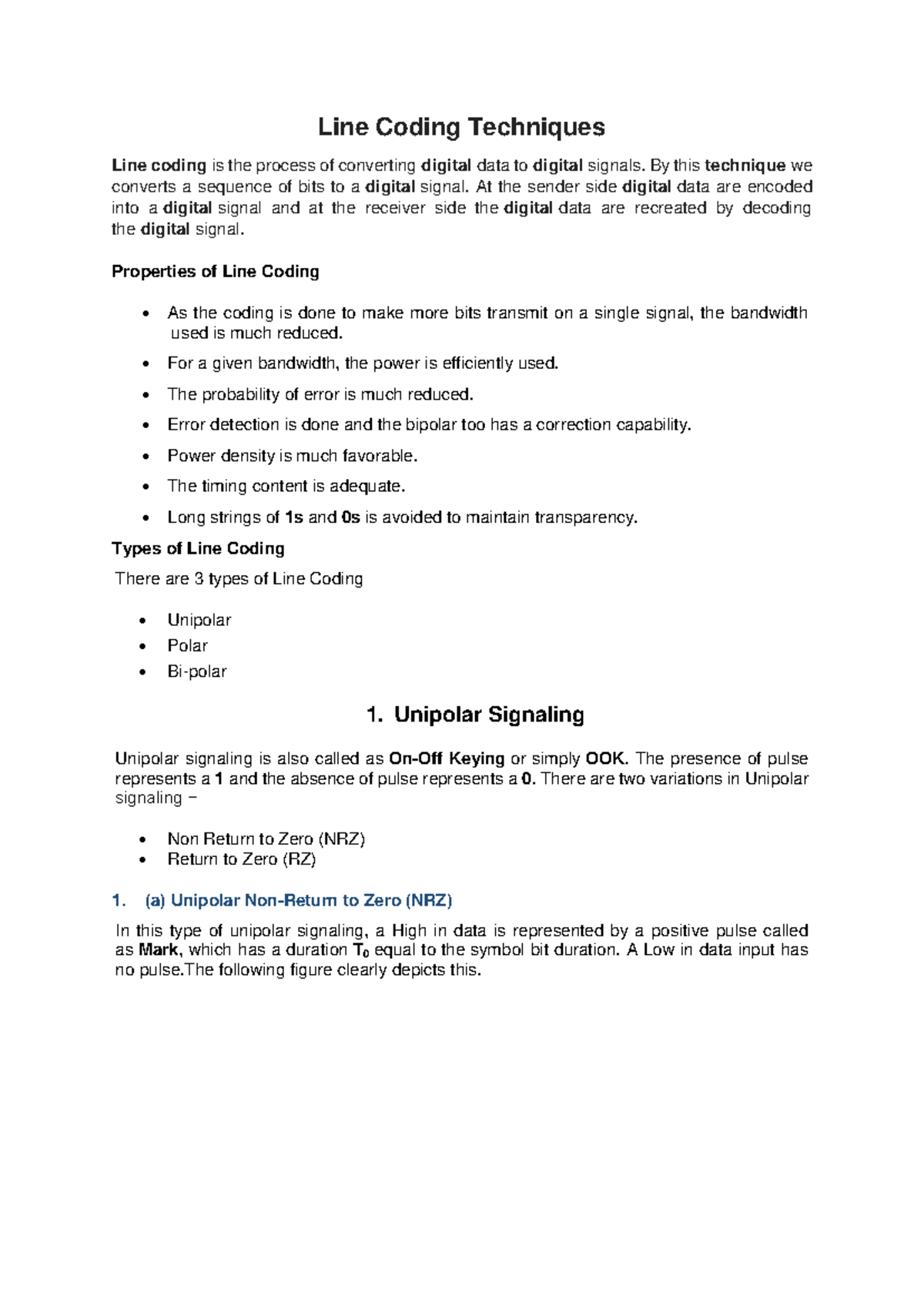 Line Coding Techniques - Line Coding Techniques Line coding is the ...