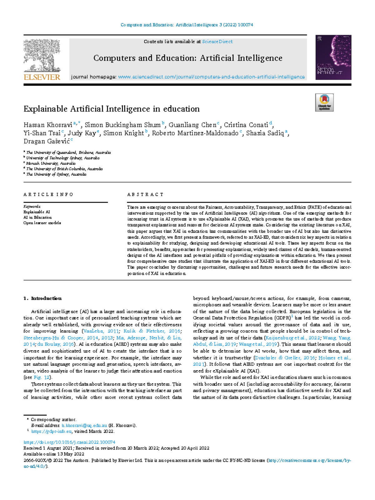 XAI-ED Framework: Enhancing Explainable AI in Education (2022) - Studocu