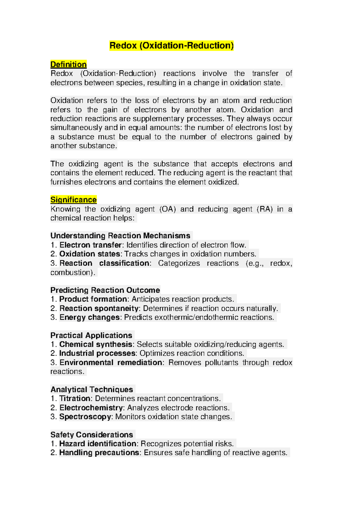 Redox Reactions: Key Concepts & Applications - Chemistry Notes - Studocu