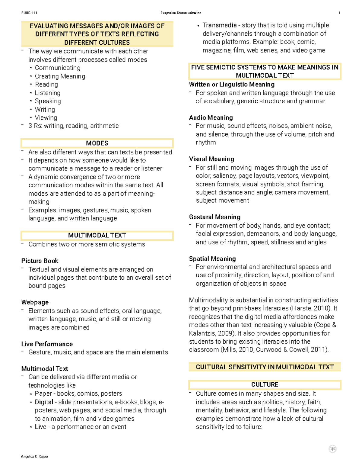 Purc111-Wk-89 - Notes - PURC 111 Purposive Communication 1 EVALUATING ...