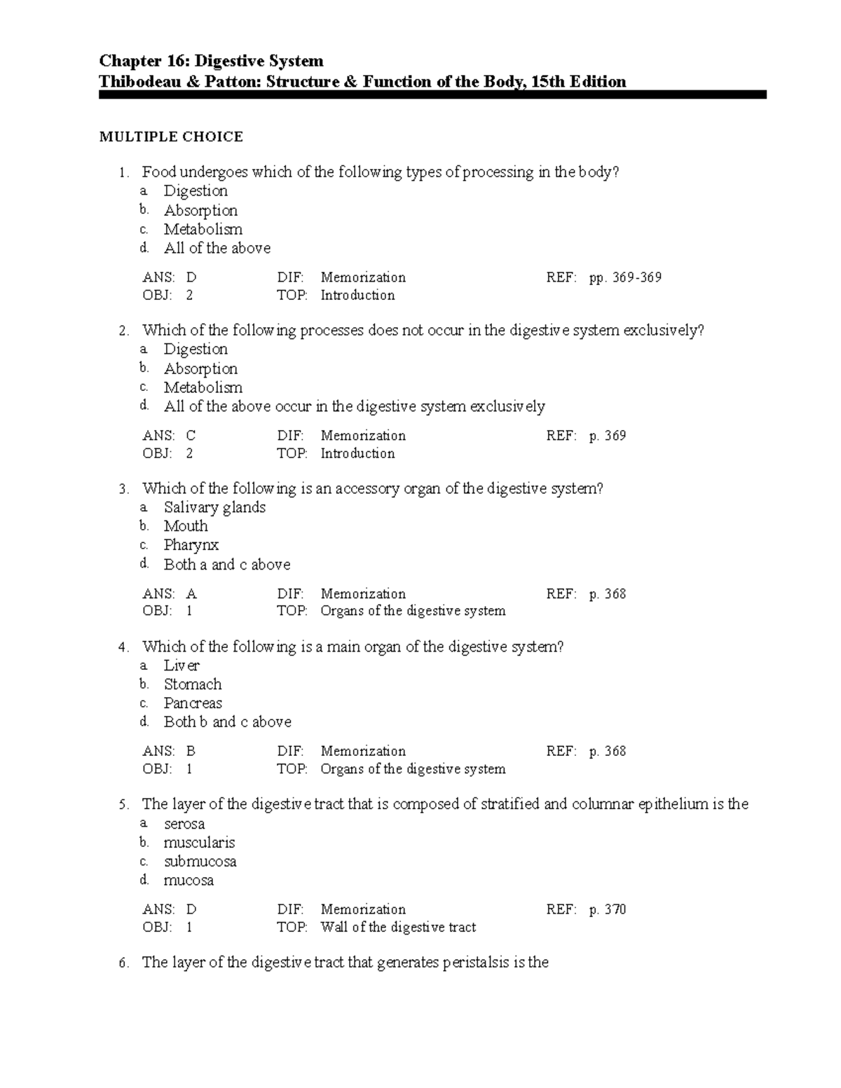 C16 - Digestive System Study Guide: Structure & Function Insights - Studocu