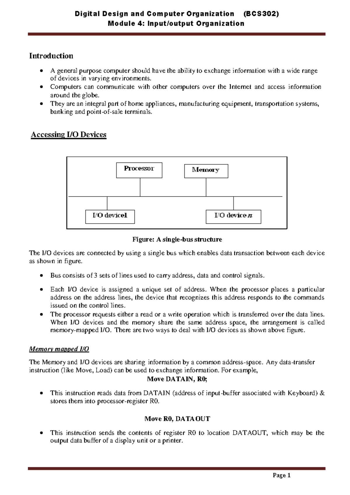 Digital Design and Computer Organization (BCS302) Module 4 Notes - Studocu