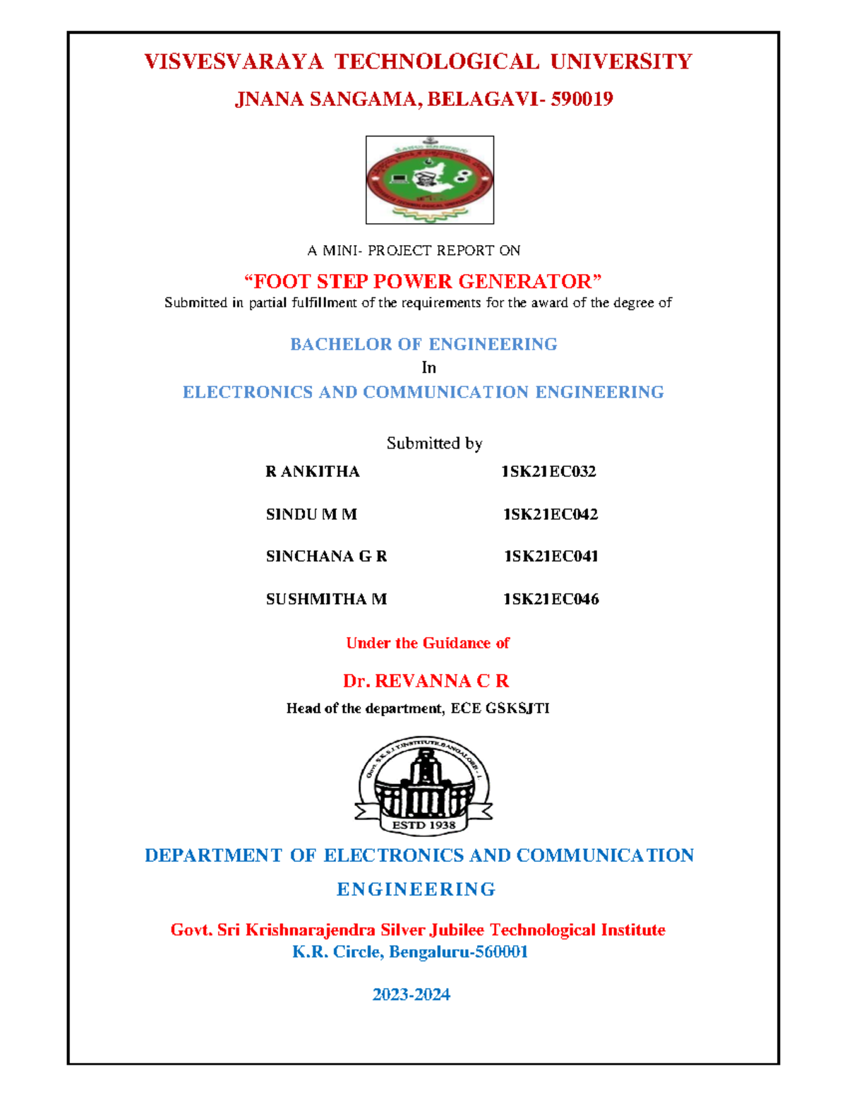 Mini Project Report on Step Power Generation Using Piezoelectric ...