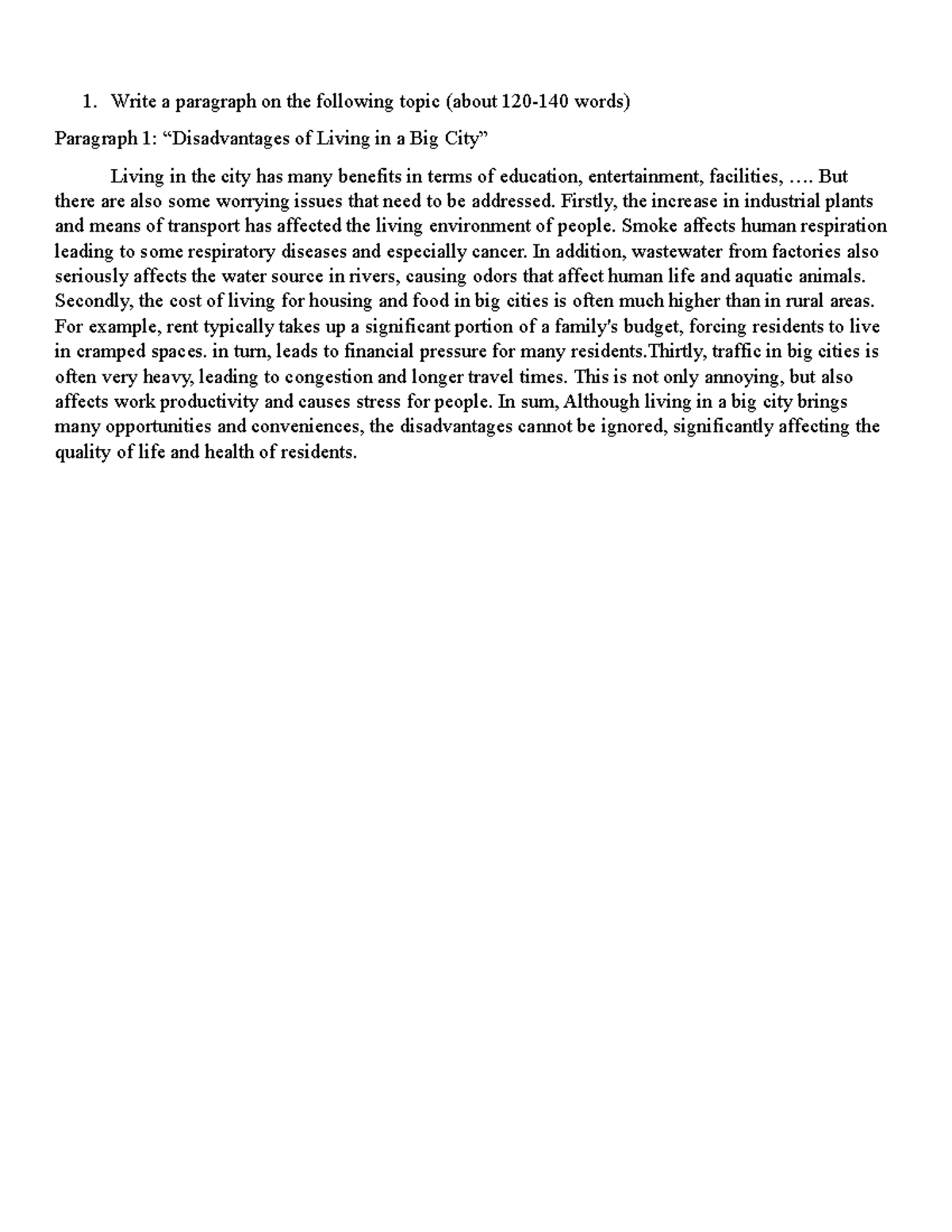Paragraph 2 - B1.2 - Write a paragraph on the following topic (about ...