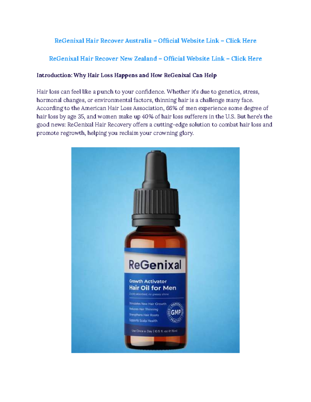 ReGenixal Hair Recovery AU & NZ: Clinically-Backed Solutions for Hair ...
