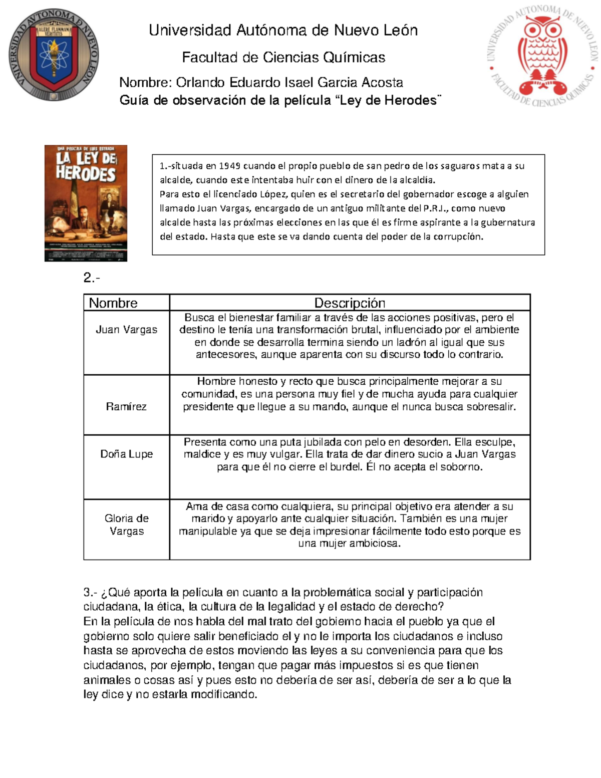 Act. 2.1 Guía de observación de la película proyectada - 2.- Nombre ...