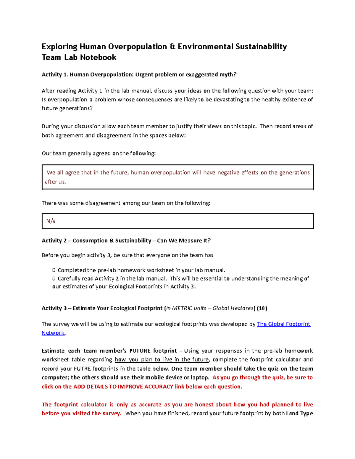 Lab #5 TLN: Human Overpopulation & Environmental Sustainability ...
