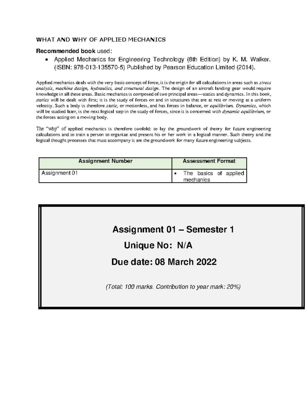 Applied Mechanics Overview - PHY1501 Engineering Study Guide 2022 - Studocu