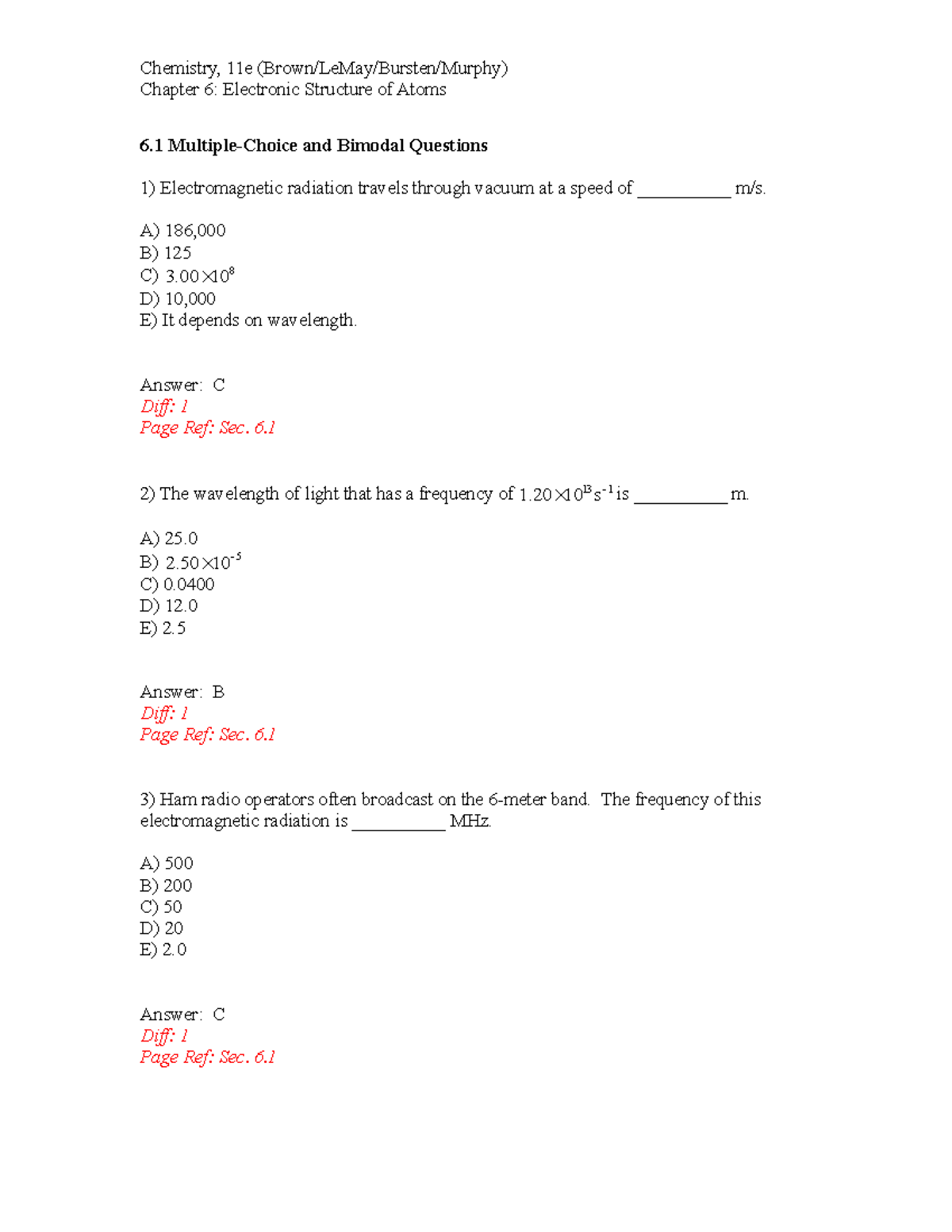Ch06 Testbank - Chemistry test bank chapter 6 - Chemistry, 11e (Brown ...