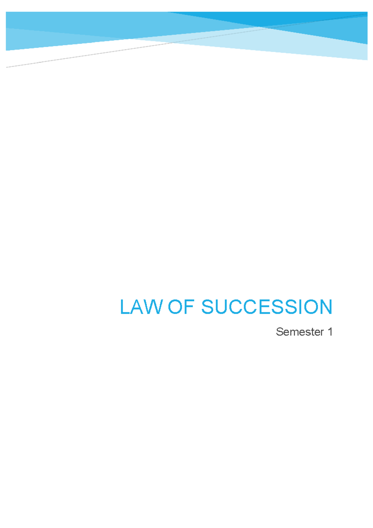 LAW 101: Comprehensive Notes on the Law of Succession Summary - Studocu