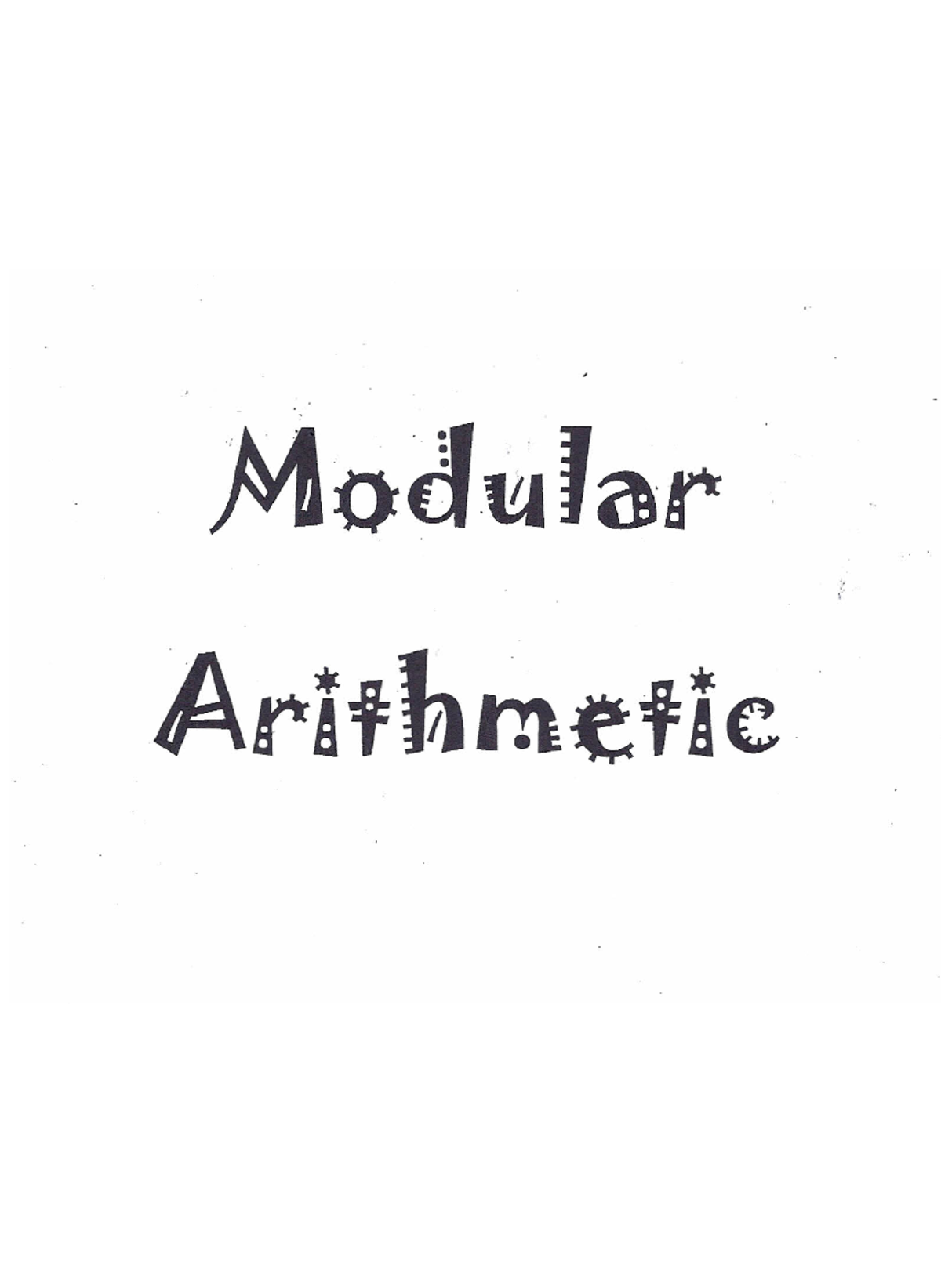 Modular Arithmetic Booklet - Year 8 Mathematics - Studocu