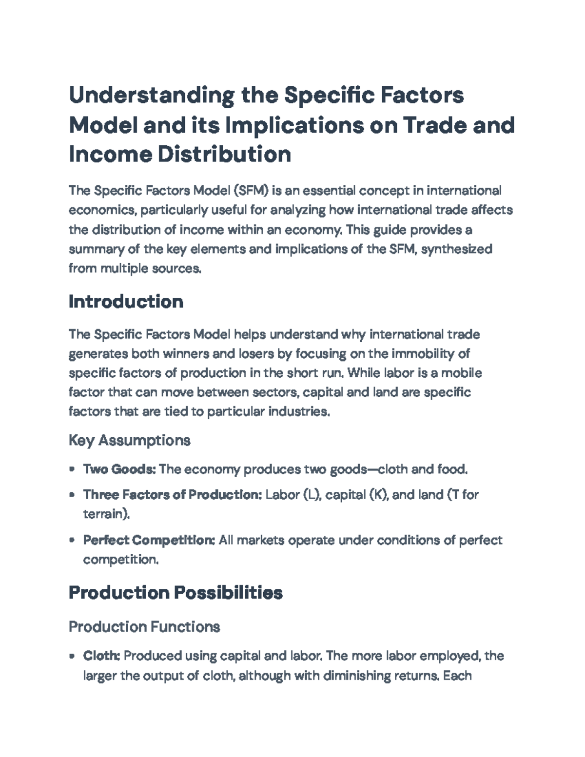 Understanding the Specific Factors Model and Its Impact on Trade ...