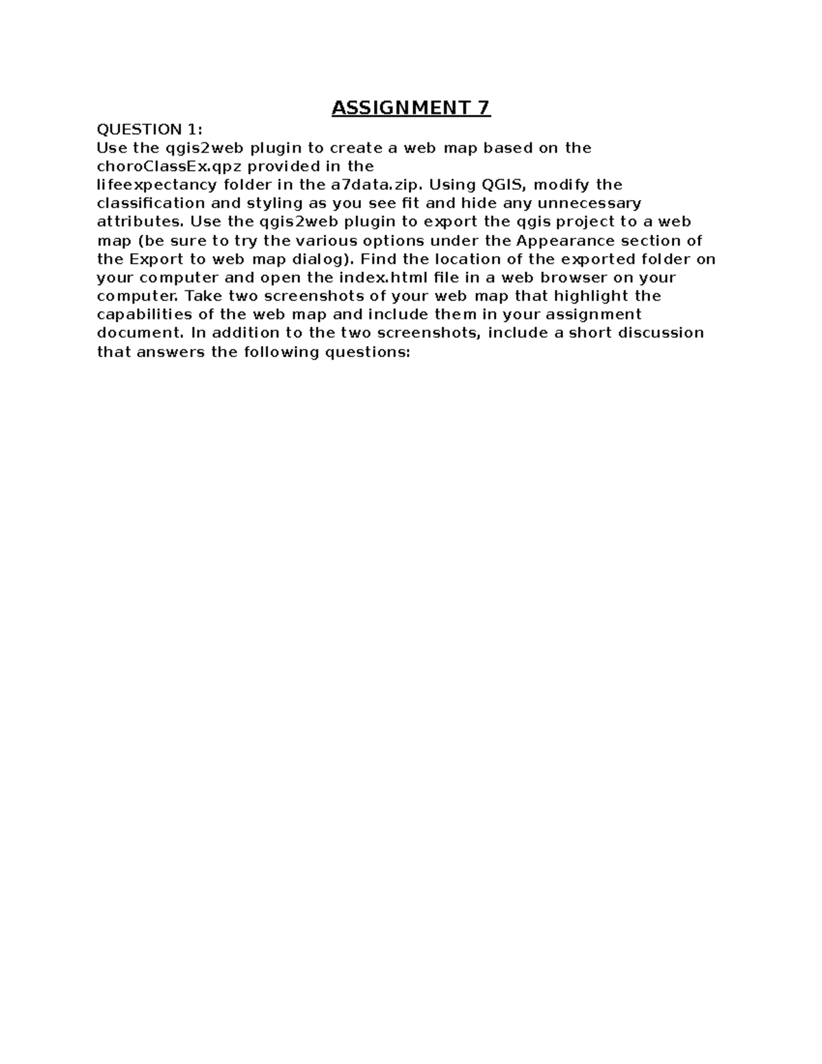GEOG 181 - Lab 7: Assignment on Web Mapping Using QGIS - Studocu