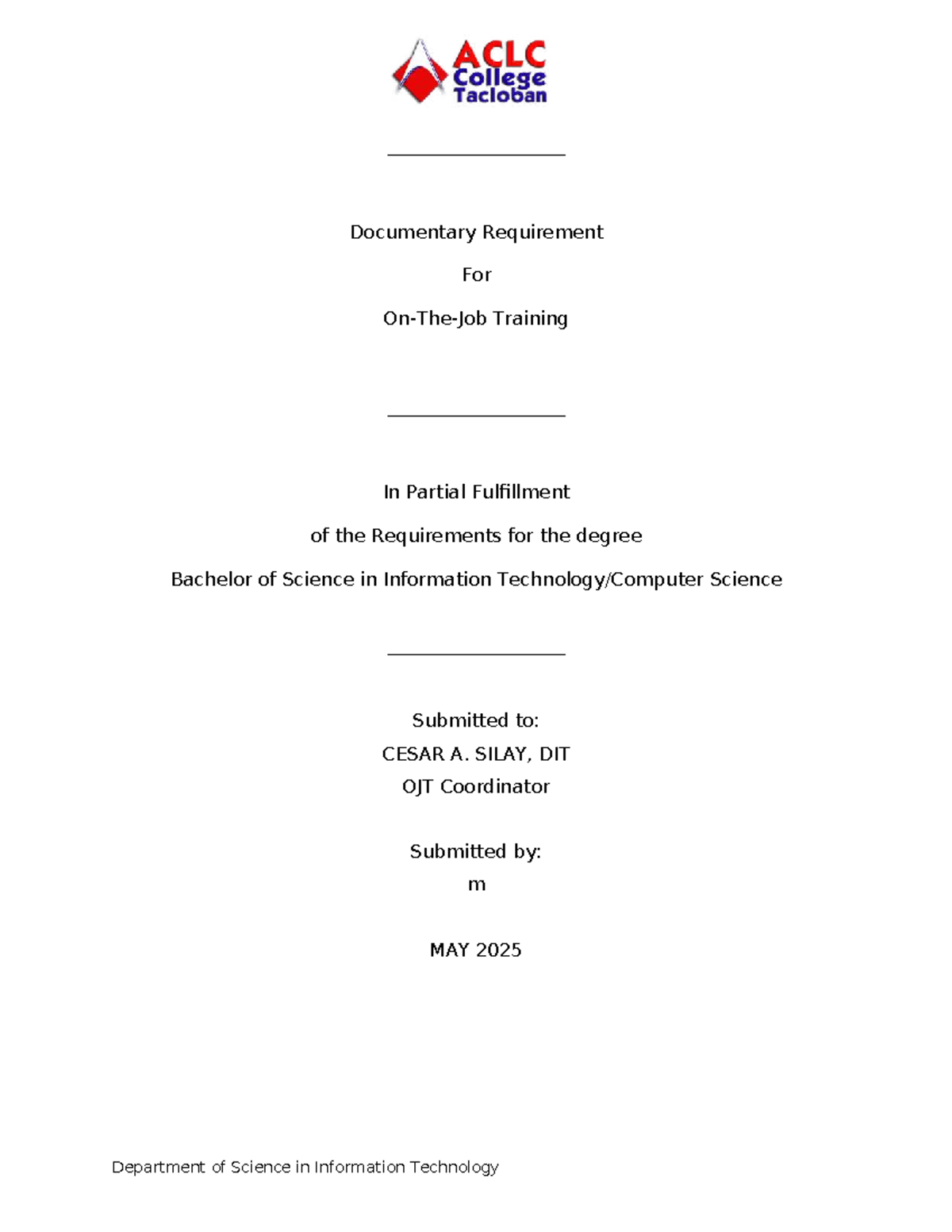 OJT Case Study: My Experience at CMISO (BSIT) - Studocu