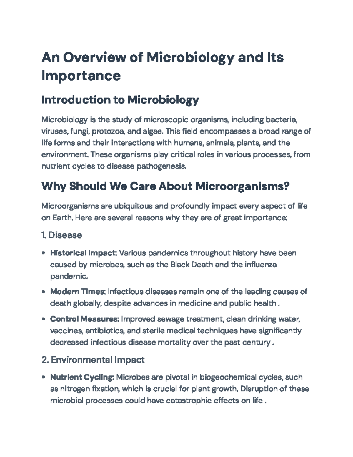 Microbiology Overview: Importance, Types, and Global Impact - An ...