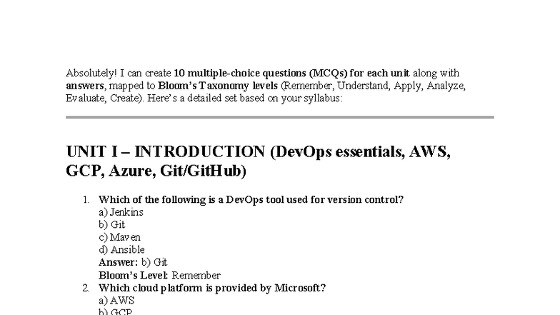 Devpos 1 mark - 1 marks question and answers - Absolutely! I can create ...