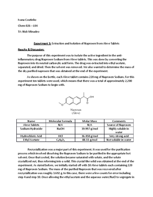 Chem 026 lab 6 prelab: Synthesis of esters and their applications - Studocu