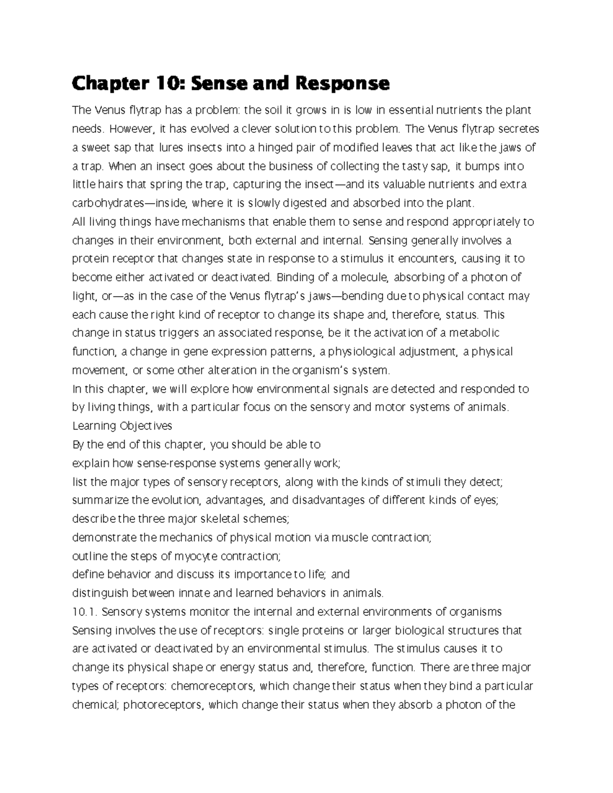 Chapter 10: Sense and Response - Biology Overview - Studocu